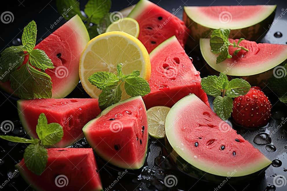 Fruity Collage with Watermelo Stock Illustration - Illustration of ...