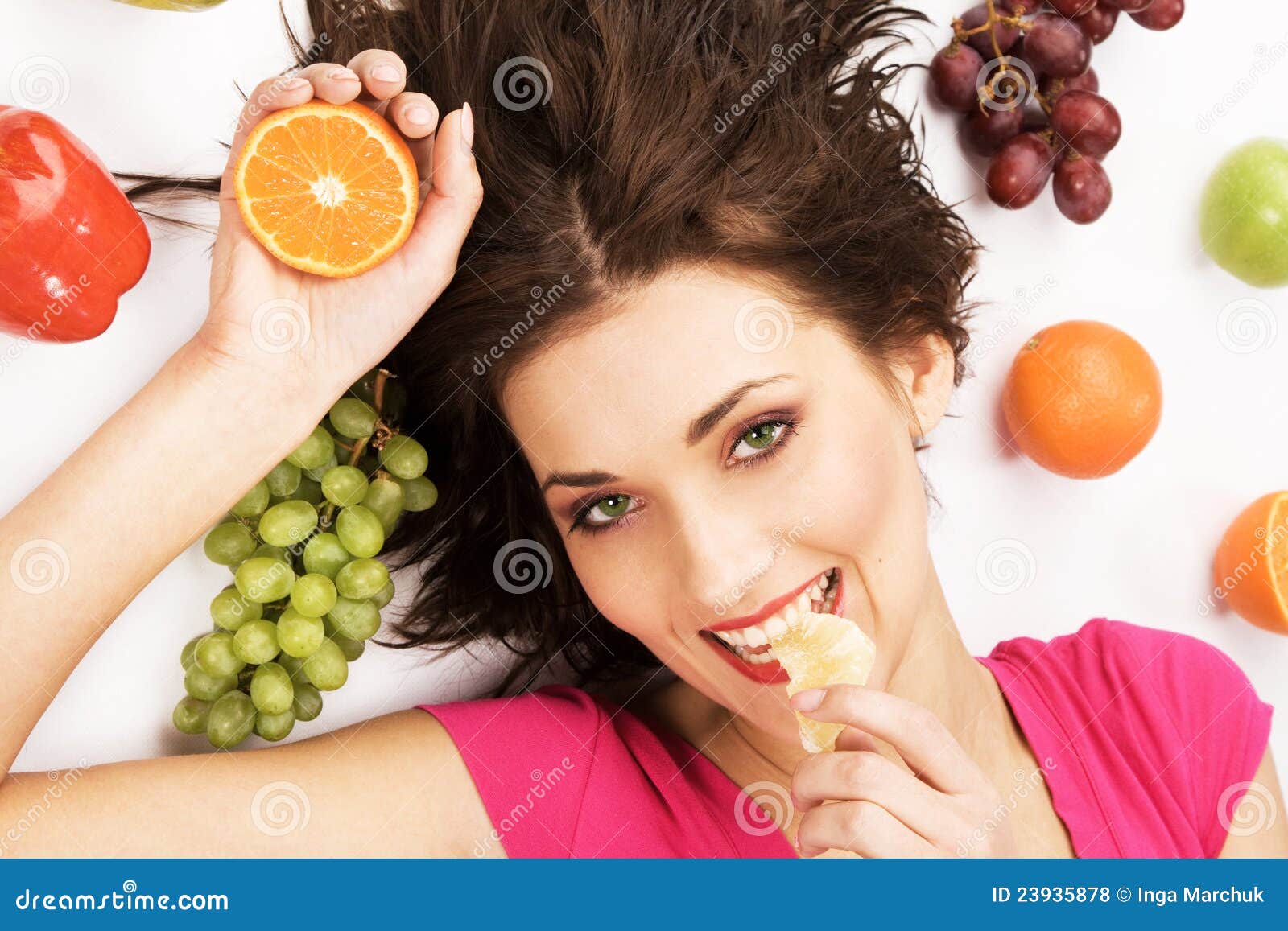 Fruity girl stock photo. Image of lifestyle, grapes, fruit - 23935878