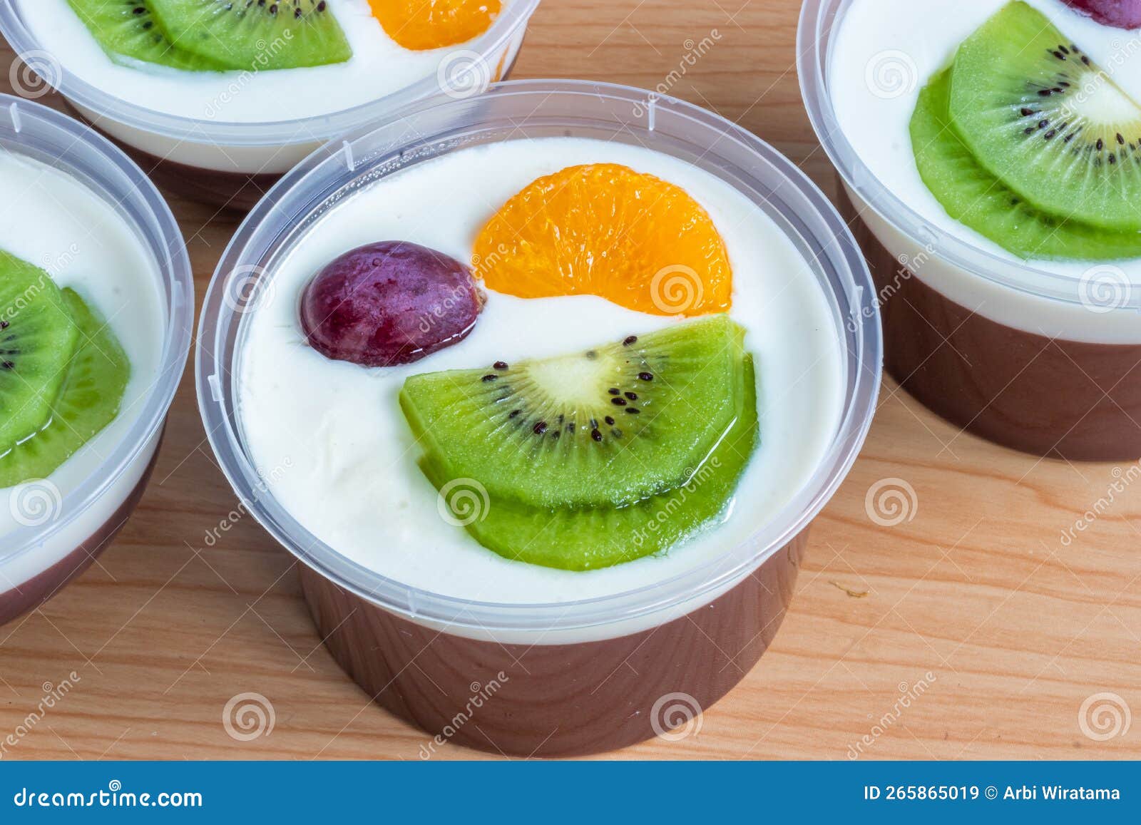 Fruity Milk Pudding, Sweet Chocolate Silk Pudding Dessert with Fruit ...
