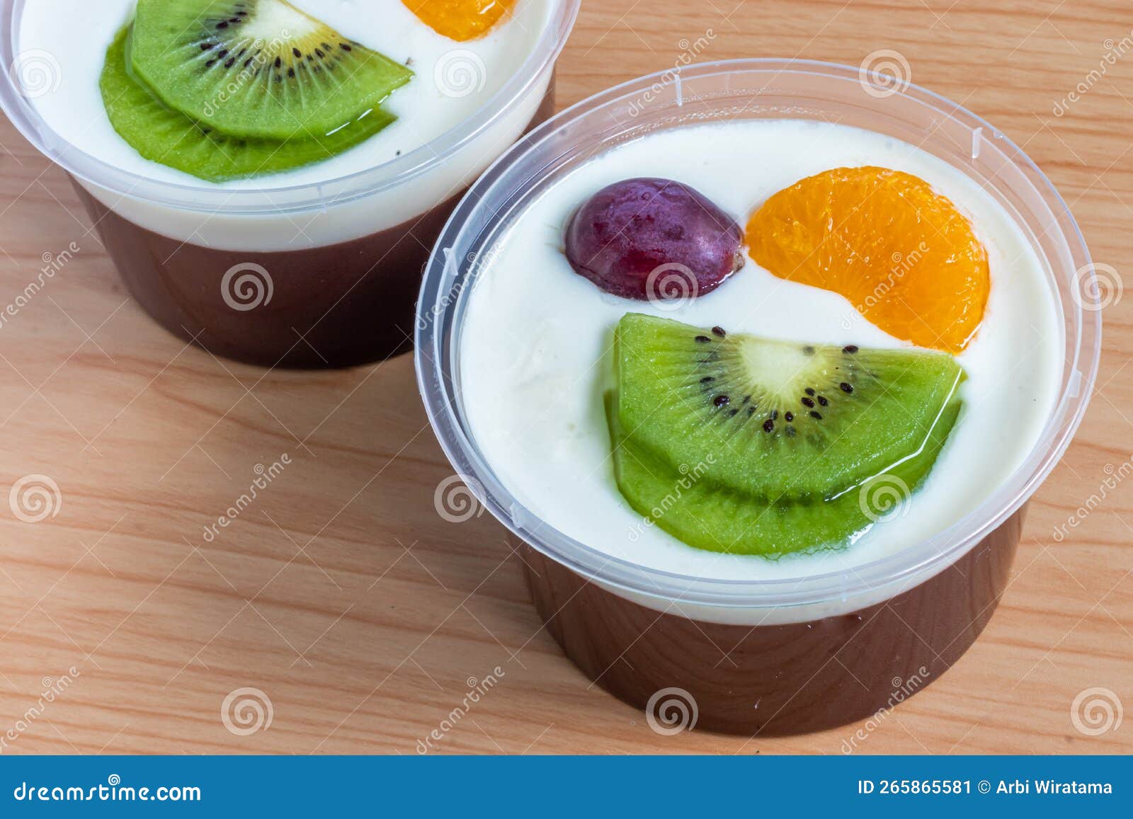 Fruity Milk Pudding, Sweet Chocolate Silk Pudding Dessert with Fruit ...