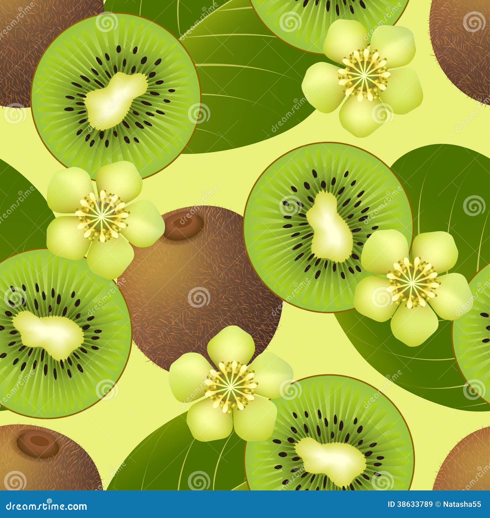 Fruity Seamless Pattern with Kiwi Fruit Stock Vector - Illustration of ...