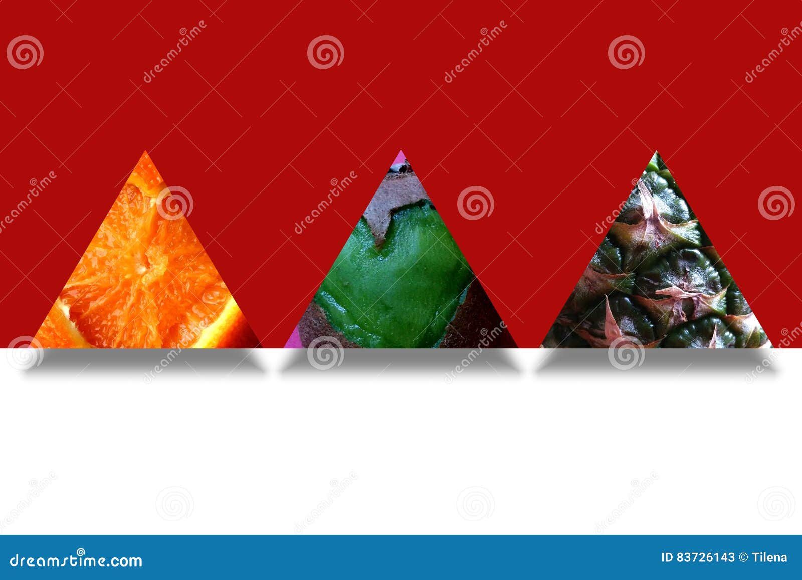 Fruity Textures Inside Three Abstract Triangles Stock Illustration ...