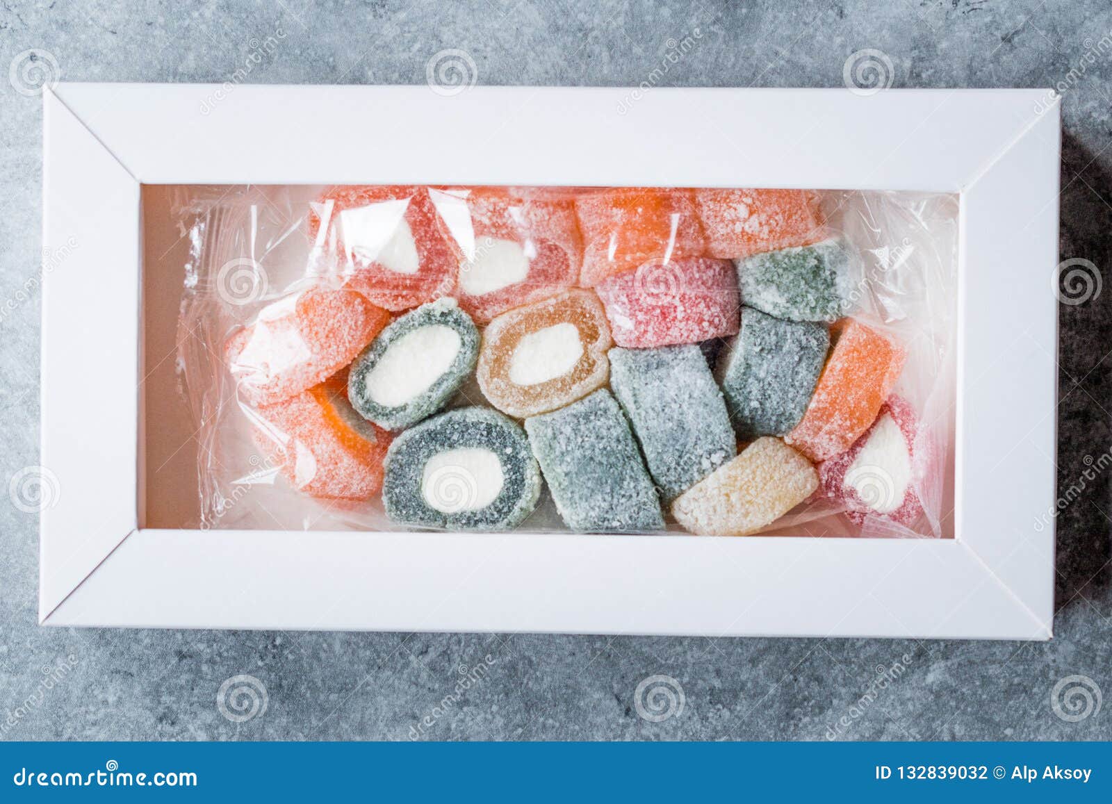 Fruity Turkish Delight Roll Shaped in Pastic Box / Container or Package ...