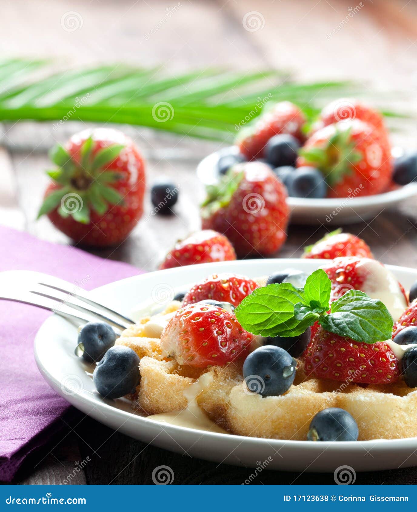 Fruity waffle stock photo. Image of berry, wafer, dessert - 17123638