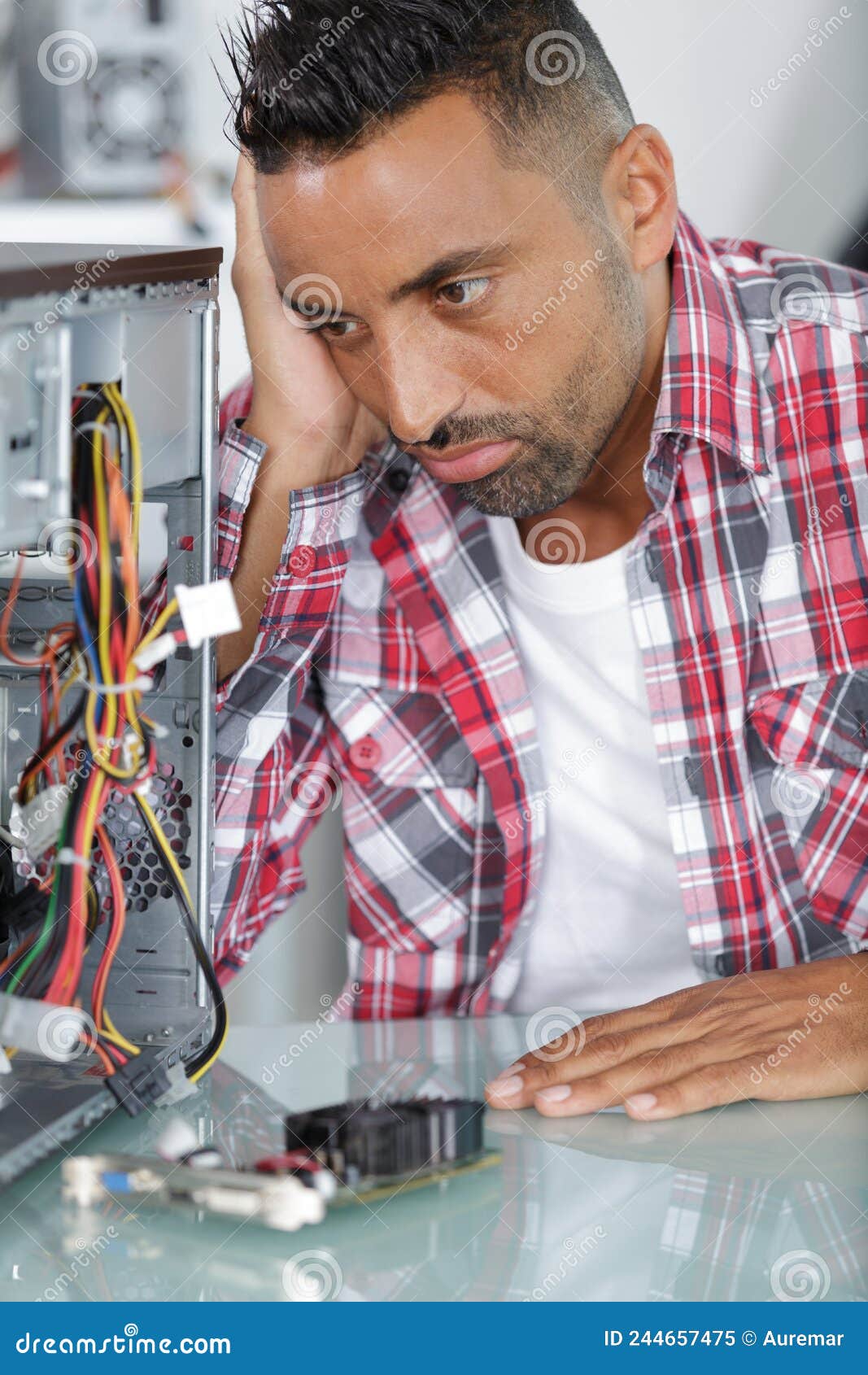 Frustated Man Next To Broken Pc Stock Image - Image of broken, shop ...