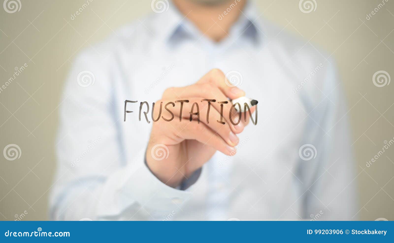 Frustation , Man Writing on Transparent Screen Stock Photo - Image of ...