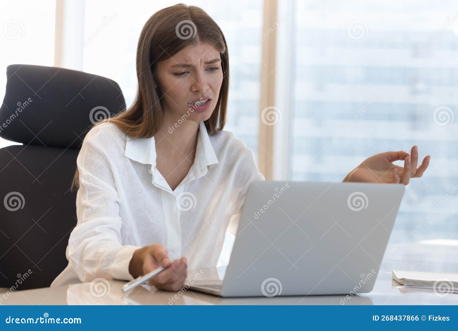 Frustrated Annoyed Employee Woman Facing Software Error Stock Photo ...
