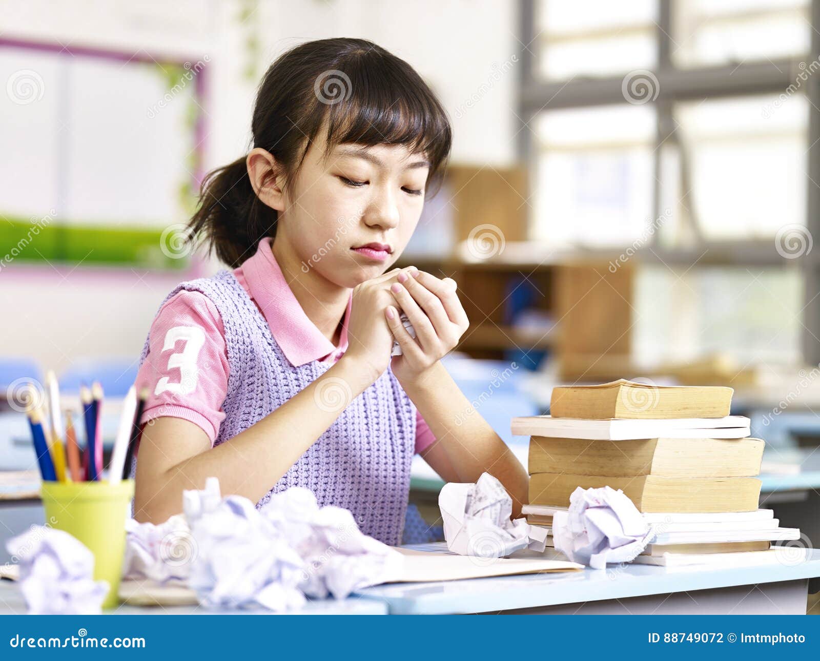 Frustrated Asian Elementary School Girl Stock Photo | CartoonDealer.com ...