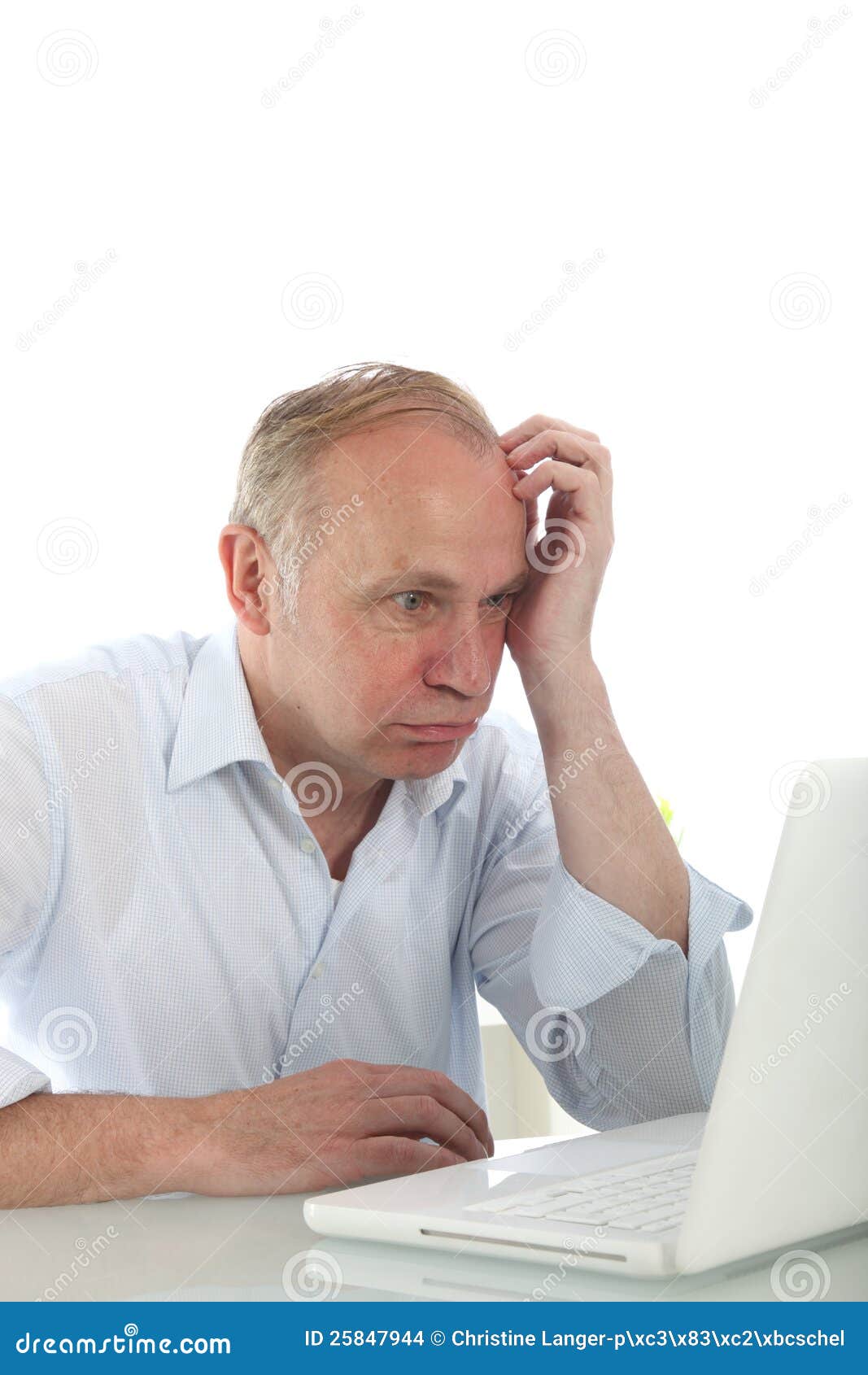 Frustrated Bemused Man with Laptop Stock Photo - Image of face ...