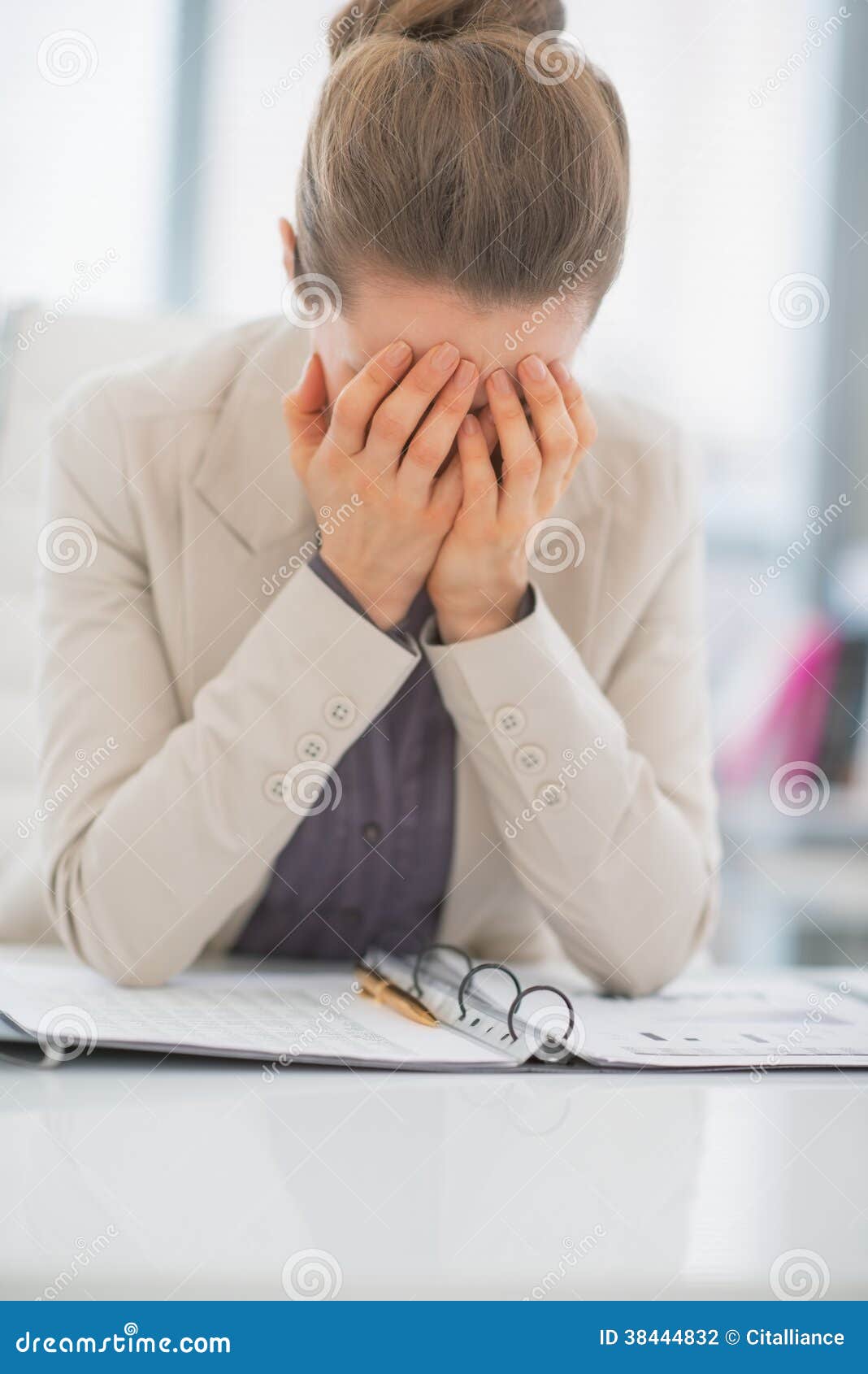 Frustrated Business Woman Working with Documents Stock Photo - Image of ...