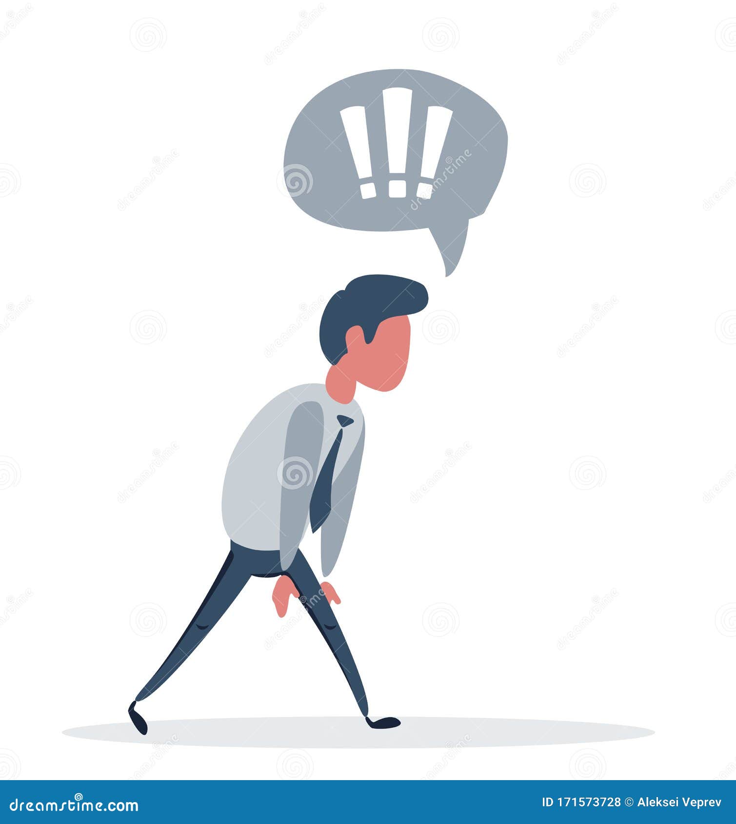 Frustrated Businessman Or Clerk Male Character In Trendy Simple Style