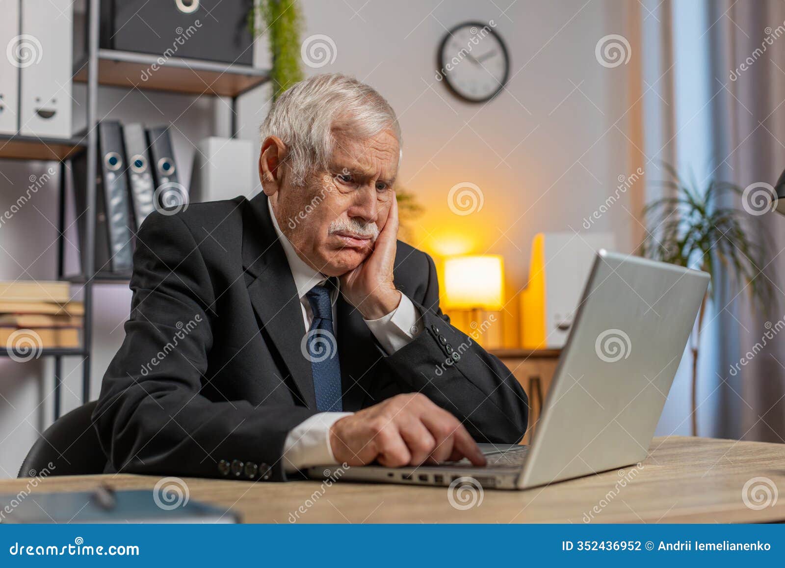 Senior Businessman Having Software Problems with Laptop Seeing Error ...