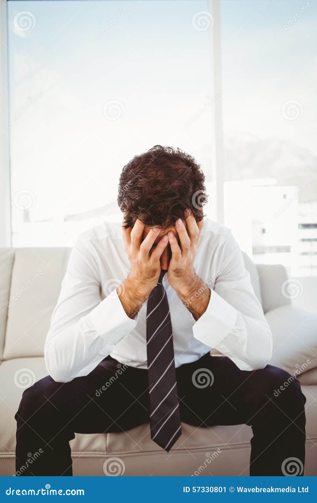 Frustrated Businessman with Head in Hands Stock Image - Image of smart ...