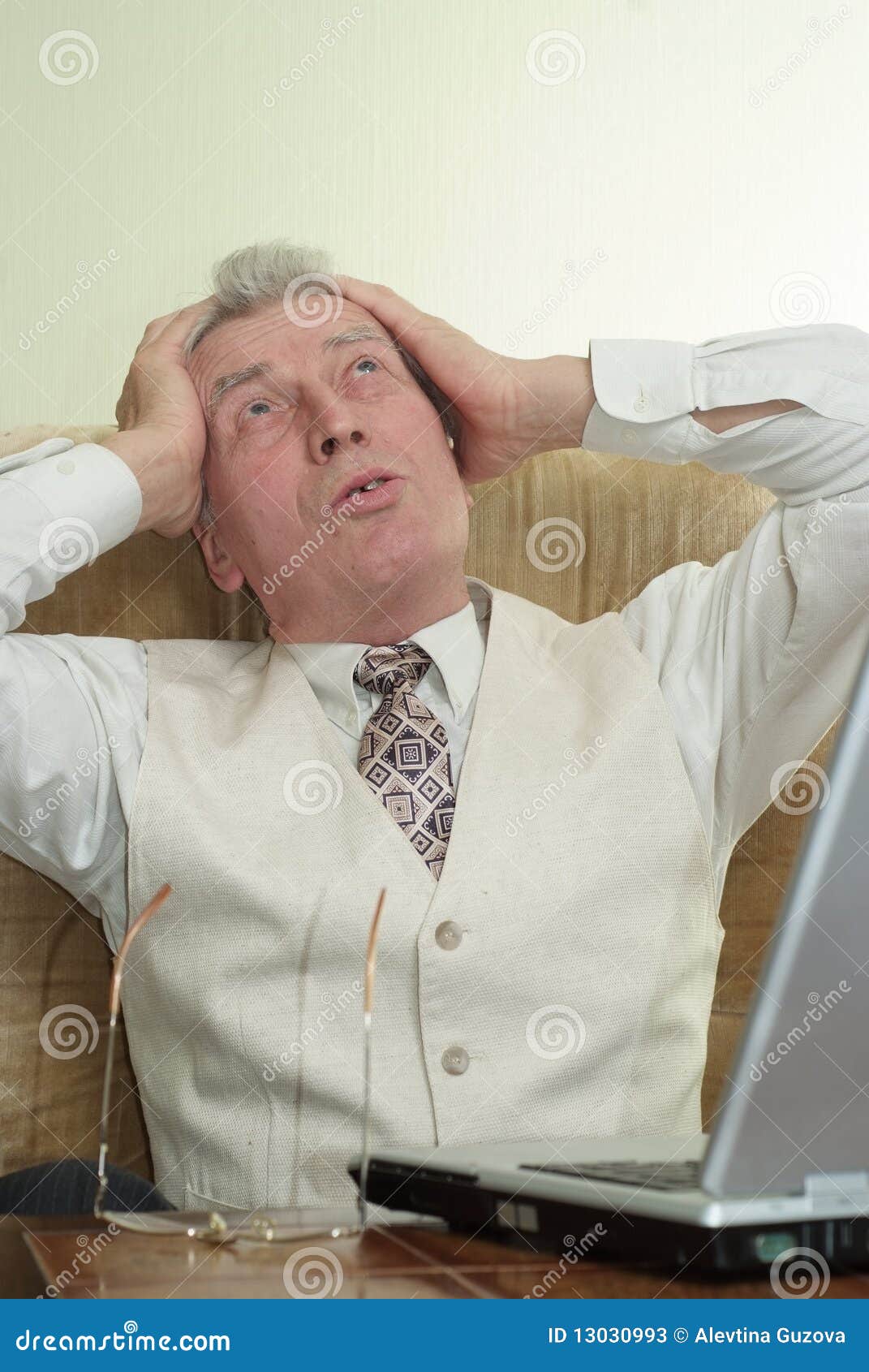 Frustrated Businessman with a Laptop Stock Image - Image of phone ...
