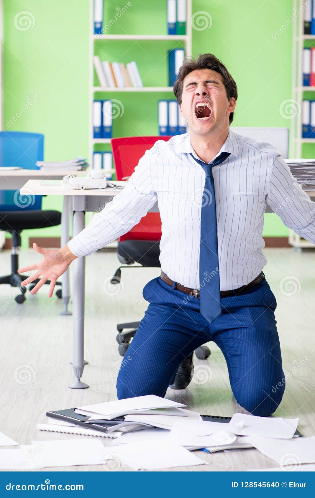 The Frustrated Businessman Stressed from Excessive Work Stock Photo ...