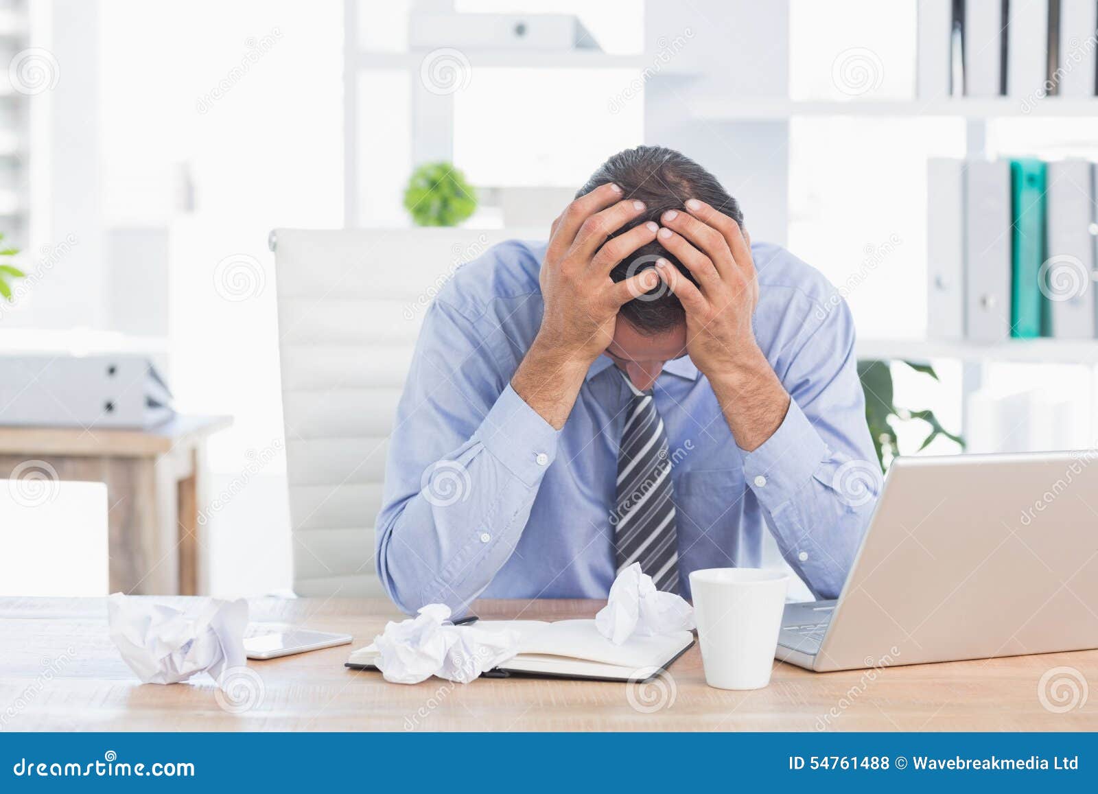 Frustrated Businessman Working in His Office Stock Photo - Image of ...