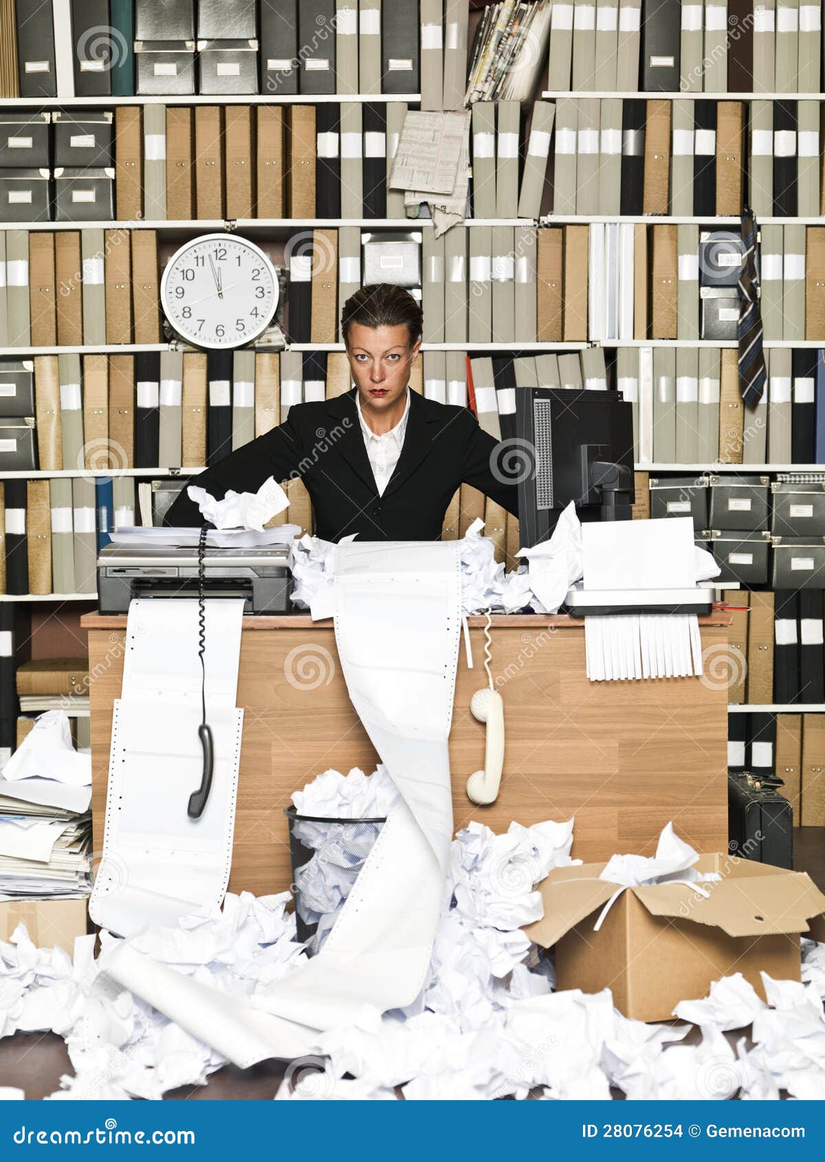 Frustrated Businesswoman stock photo. Image of binder - 28076254