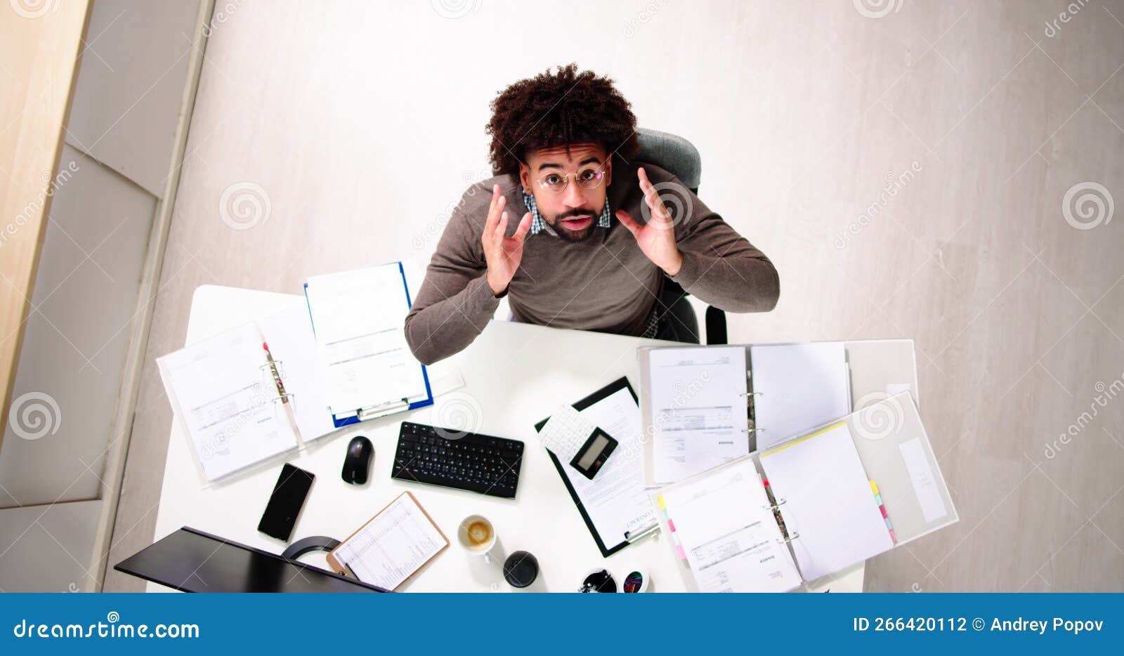 Frustrated Busy Accountant with Invoice Files Stock Photo - Image of ...