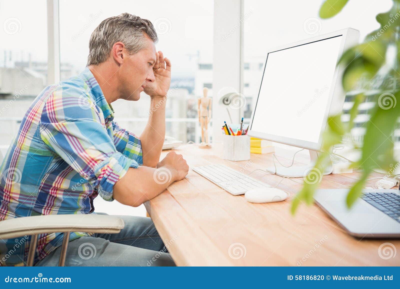 Frustrated Casual Designer Using Computer Stock Photo - Image of design ...