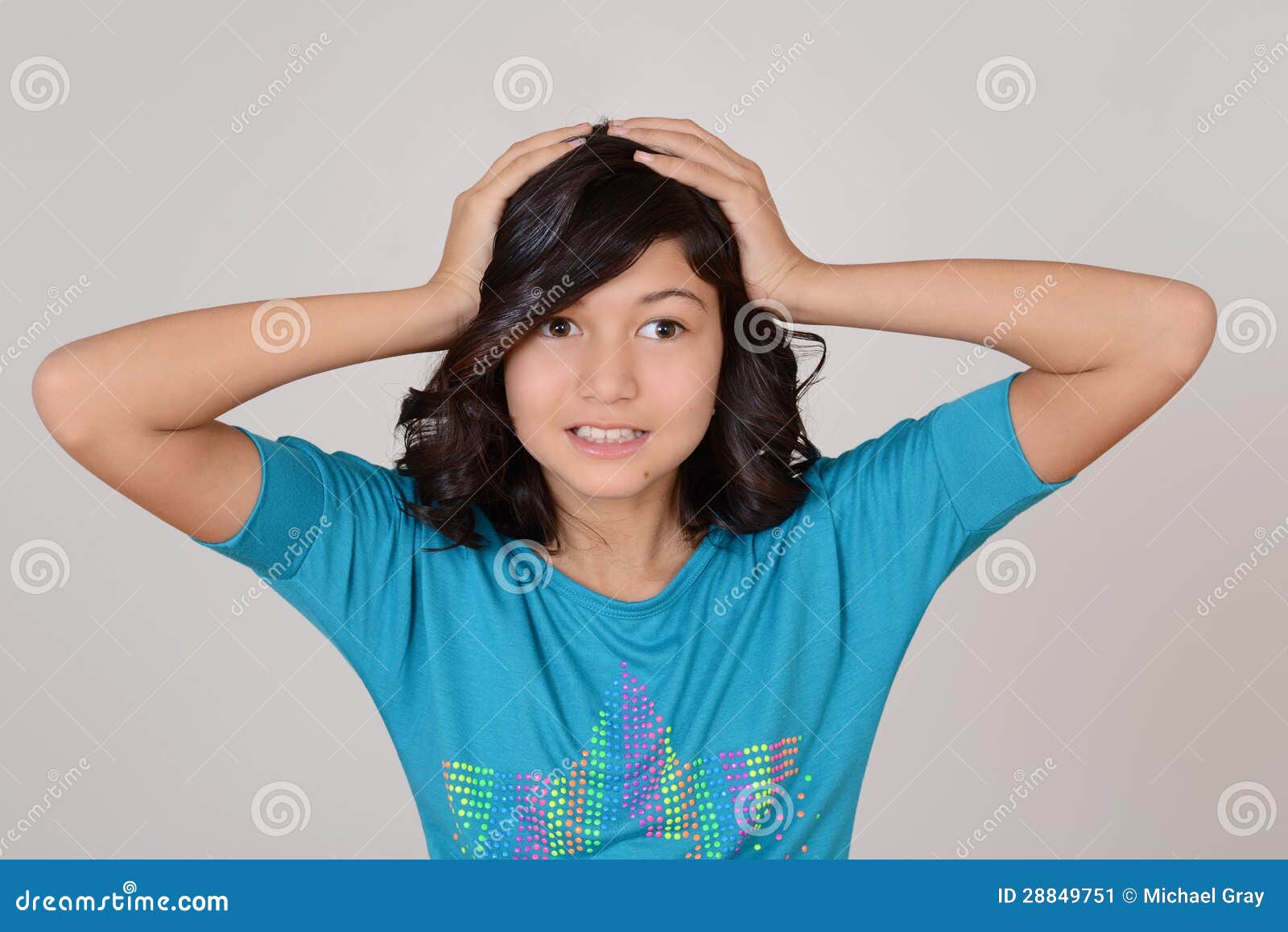 Frustrated Child Kid Girl Raising Hands In Indignant Expression Asking ...