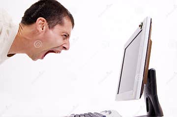 Frustrated on computer stock image. Image of computer - 1446513