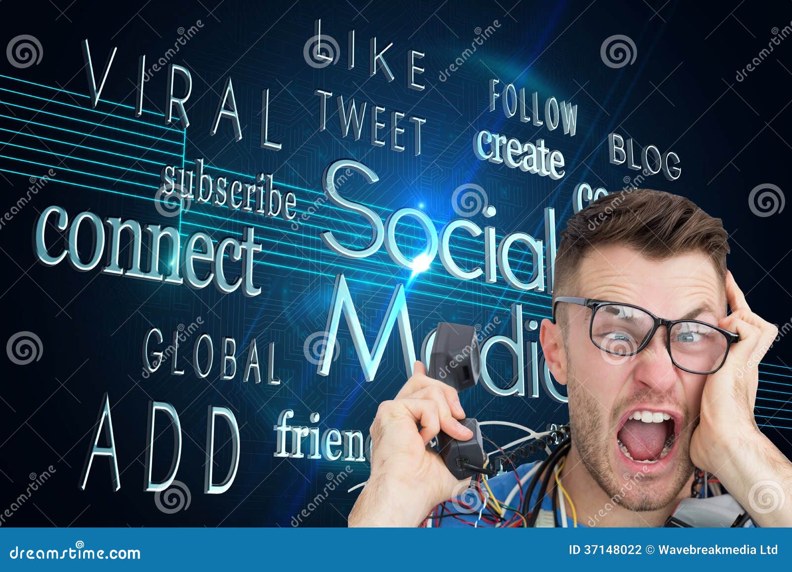 Frustrated Computer Engineer Screaming while on Call in Front of Open ...