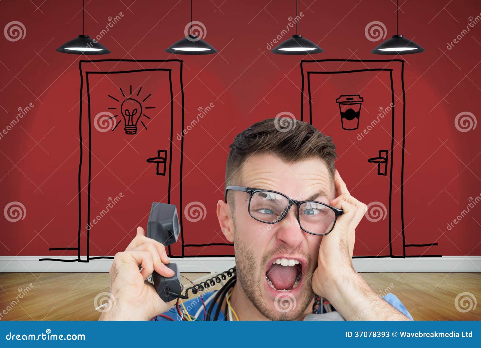 Frustrated Computer Engineer Screaming while on Call in Front of Open ...