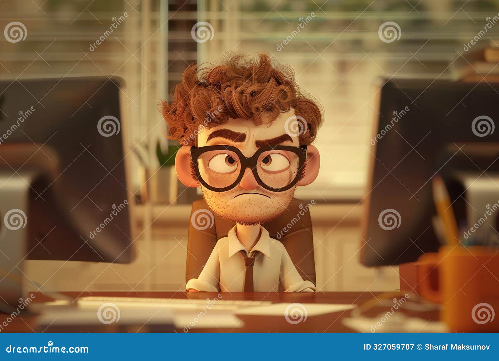 Frustrated Computer User - Pixar Animation Style and Chaotic Emo Stock ...