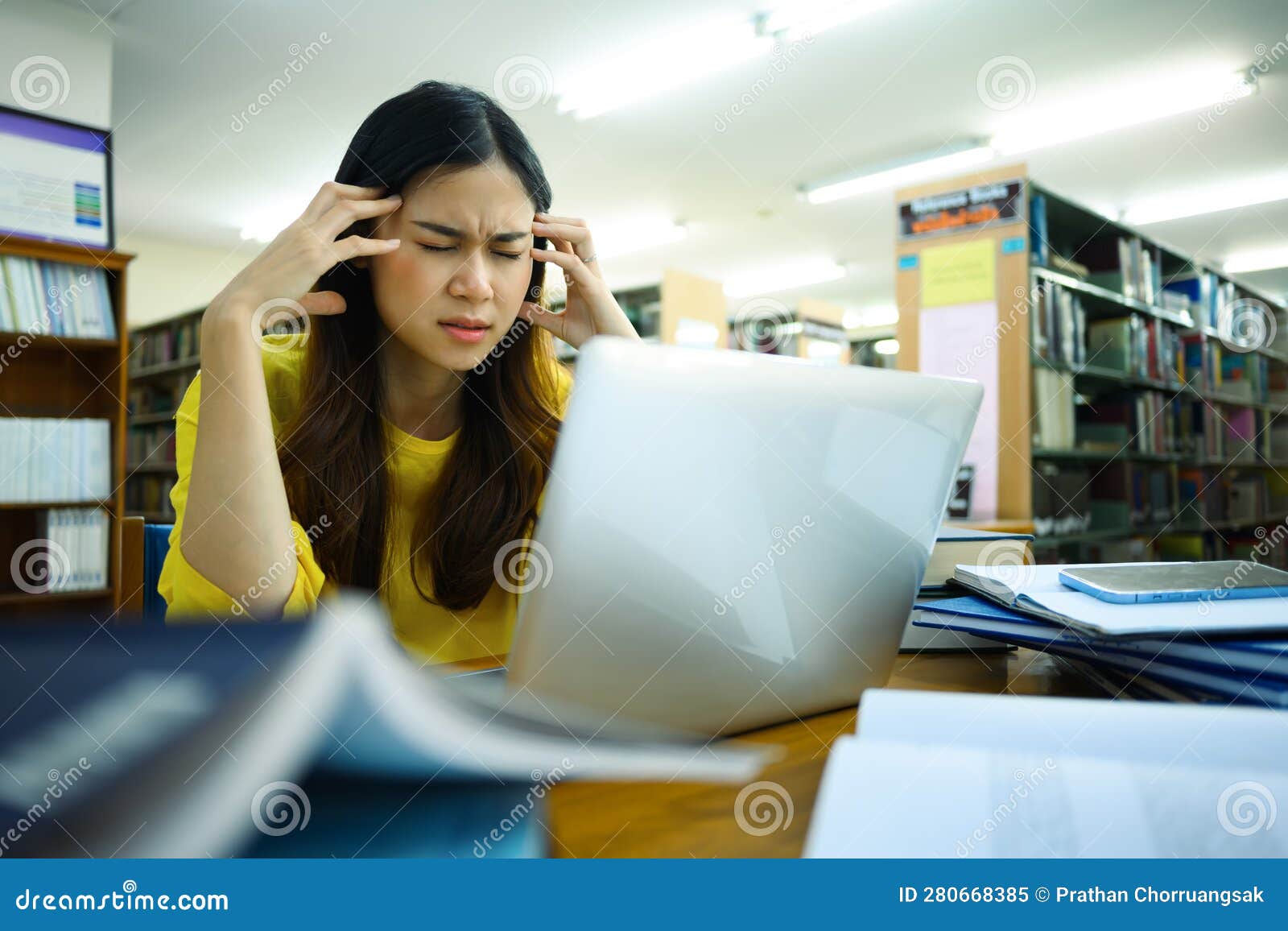 Frustrated Female College Student Having Serious Computer Problem or ...