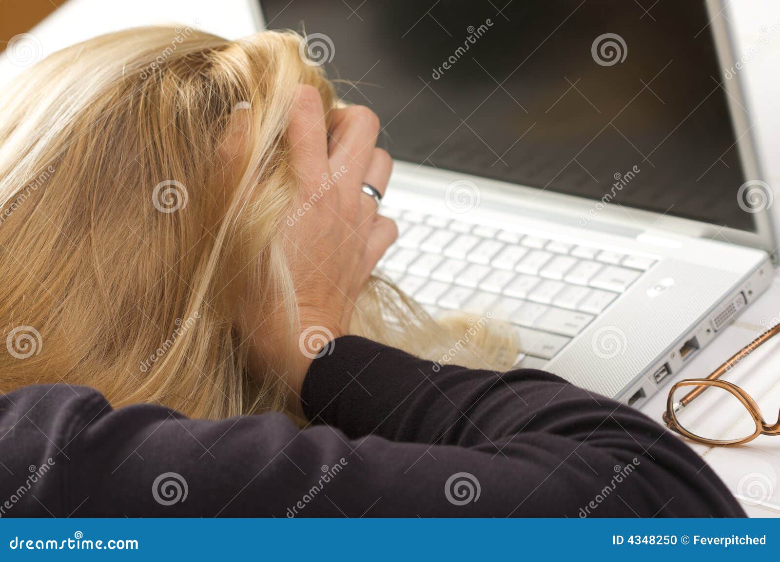 Frustrated Female Using Laptop Stock Photo - Image of business, design ...