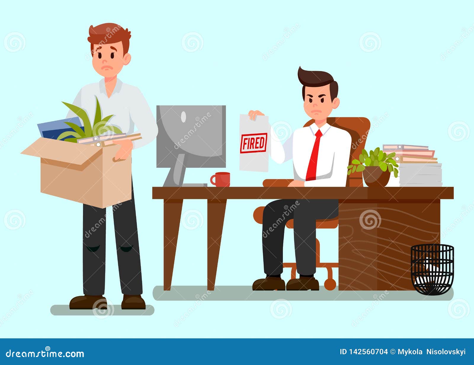 Frustrated Fired Worker Flat Vector Illustration Stock Vector ...