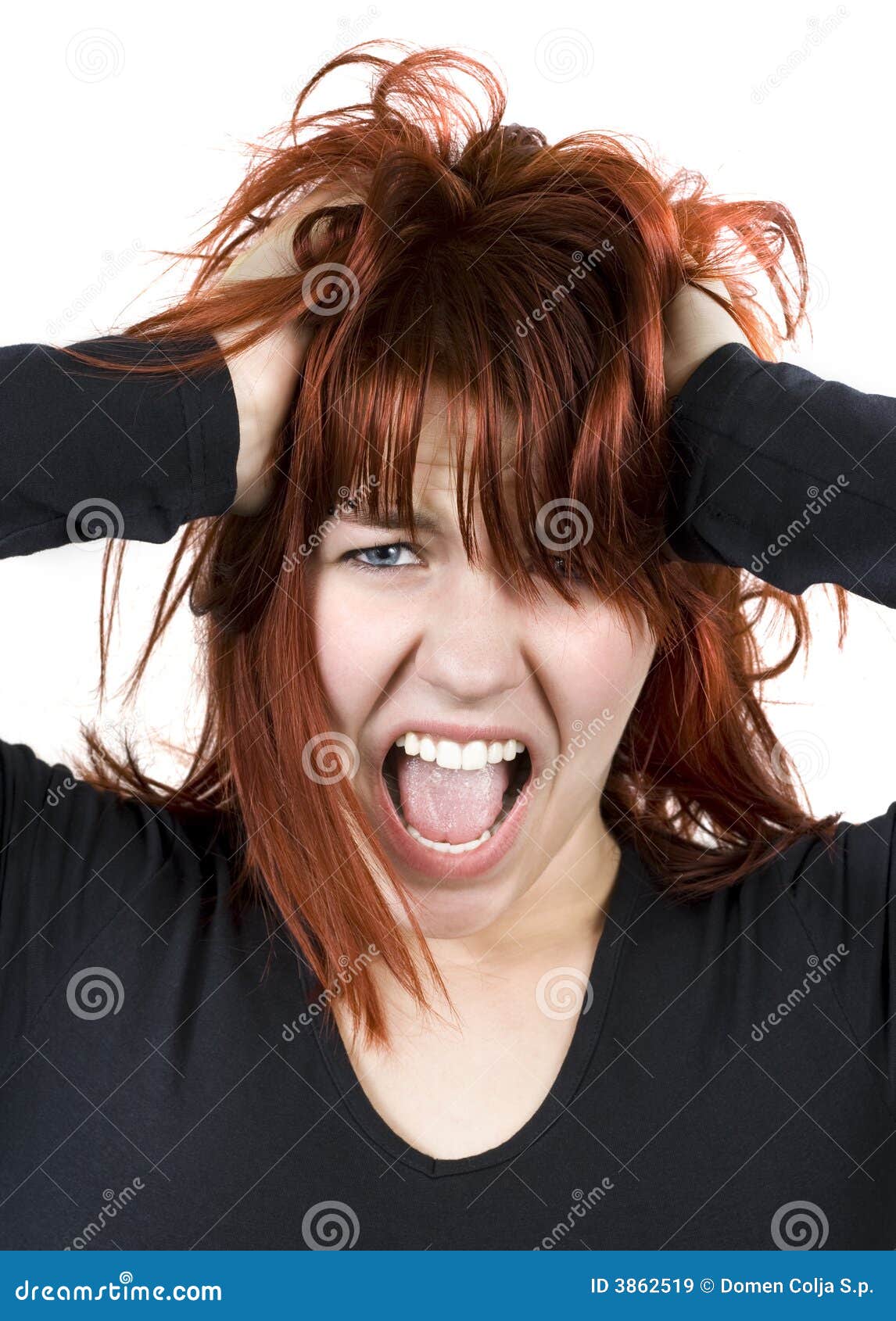 Frustrated girl stock image. Image of colleague, blue - 3862519