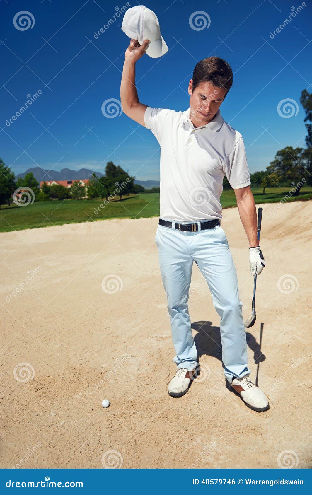Frustrated golfer stock photo. Image of player, sand - 40579746