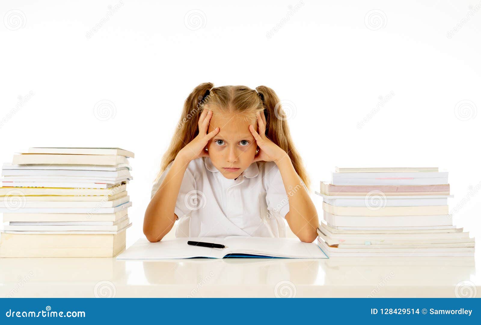 Stressed School Girl Feeling Frustrated and Unable To Concentrate in ...