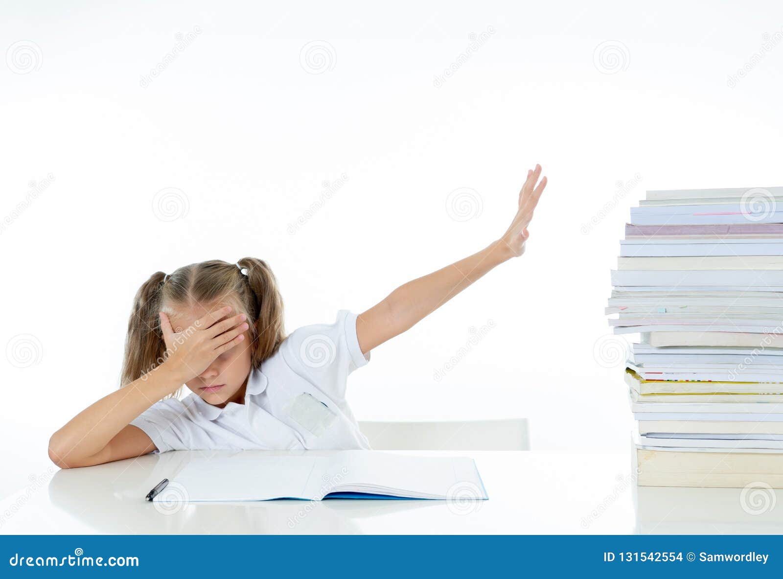 Frustrated Little Schoolgirl Feeling a Failure Unable To Concentrate in ...