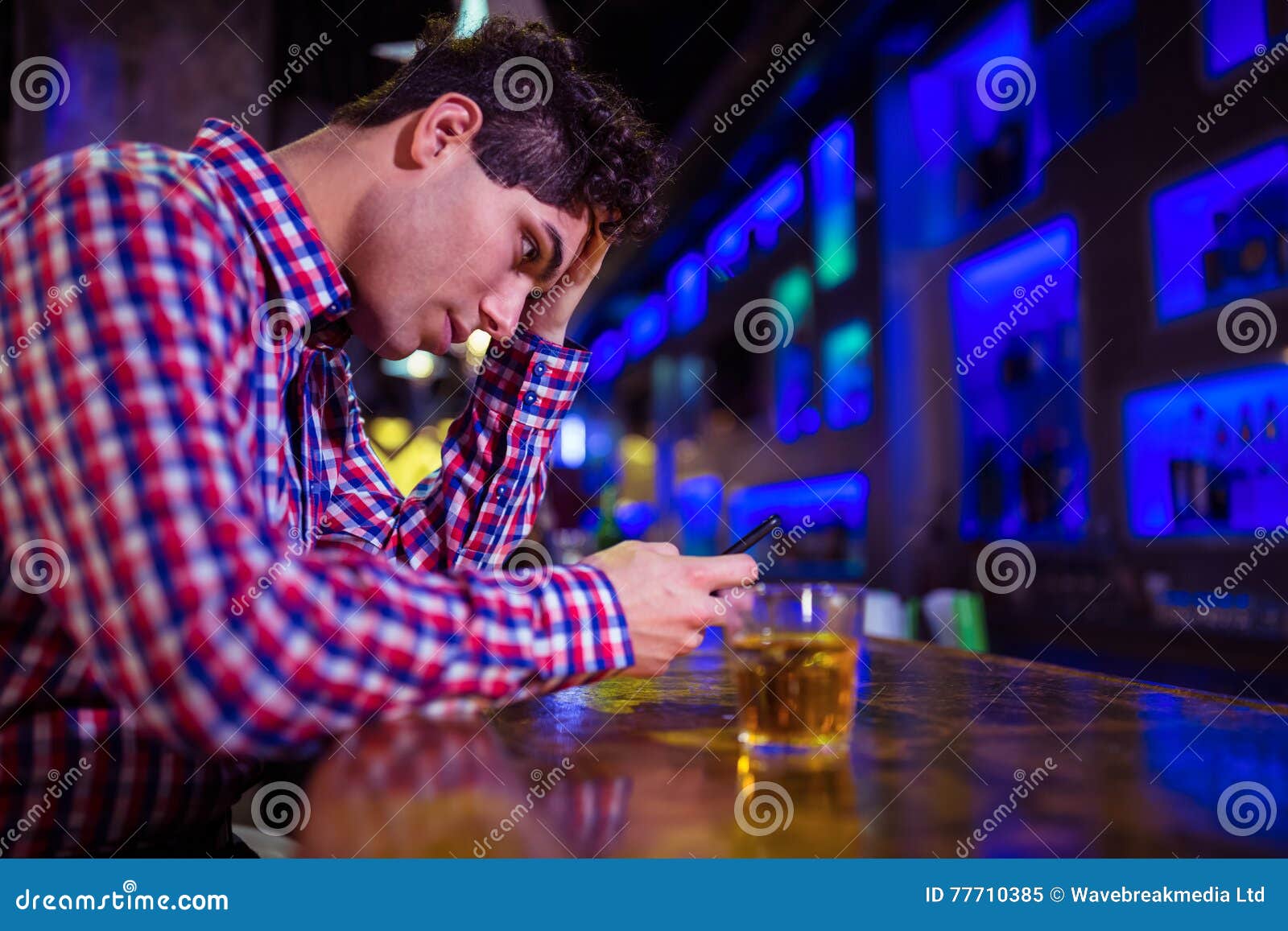 Frustrated Man at Bar Counter Stock Image - Image of leisure, counter ...