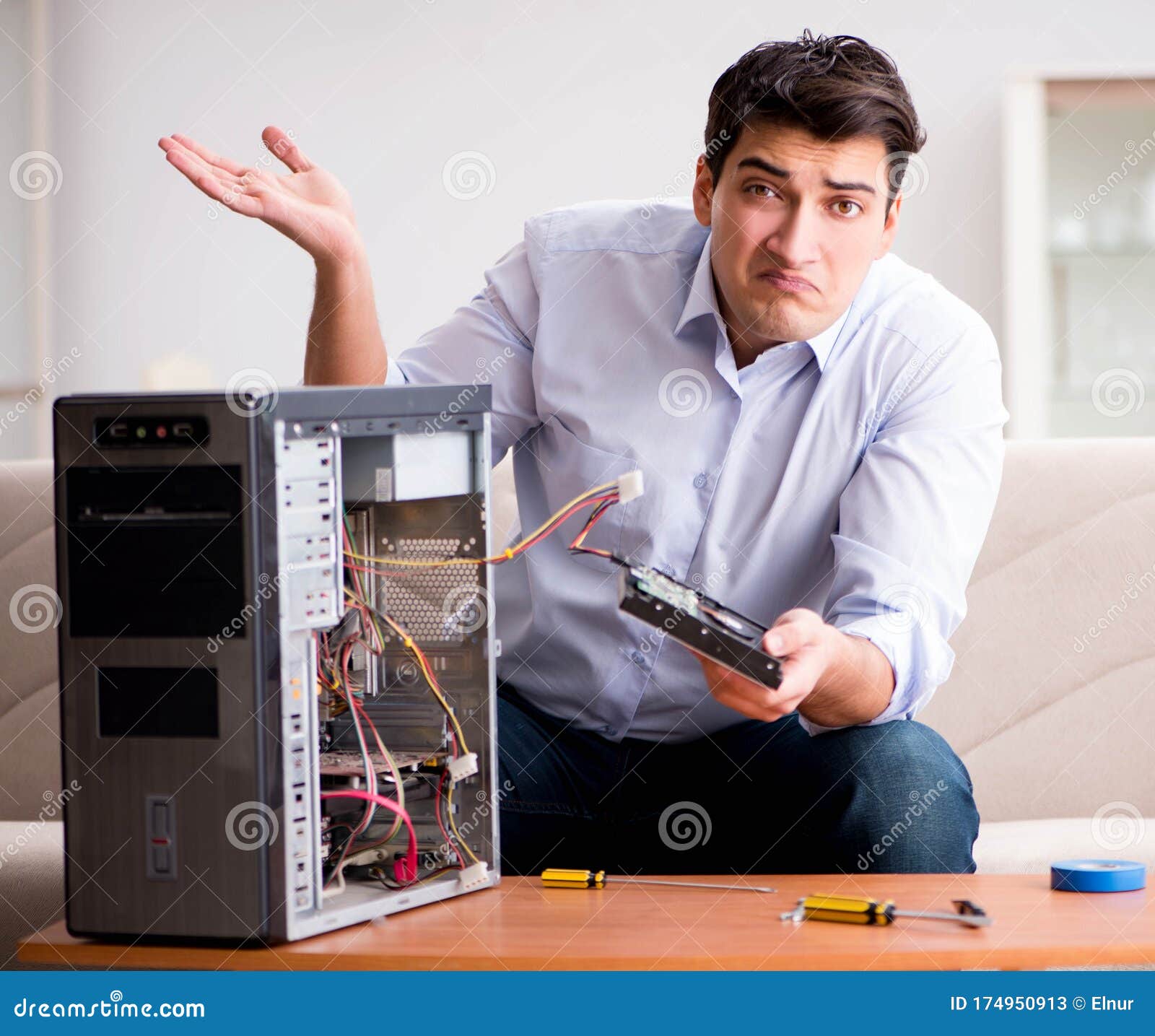 Frustrated Man with Broken Pc Computer Stock Image - Image of crash ...