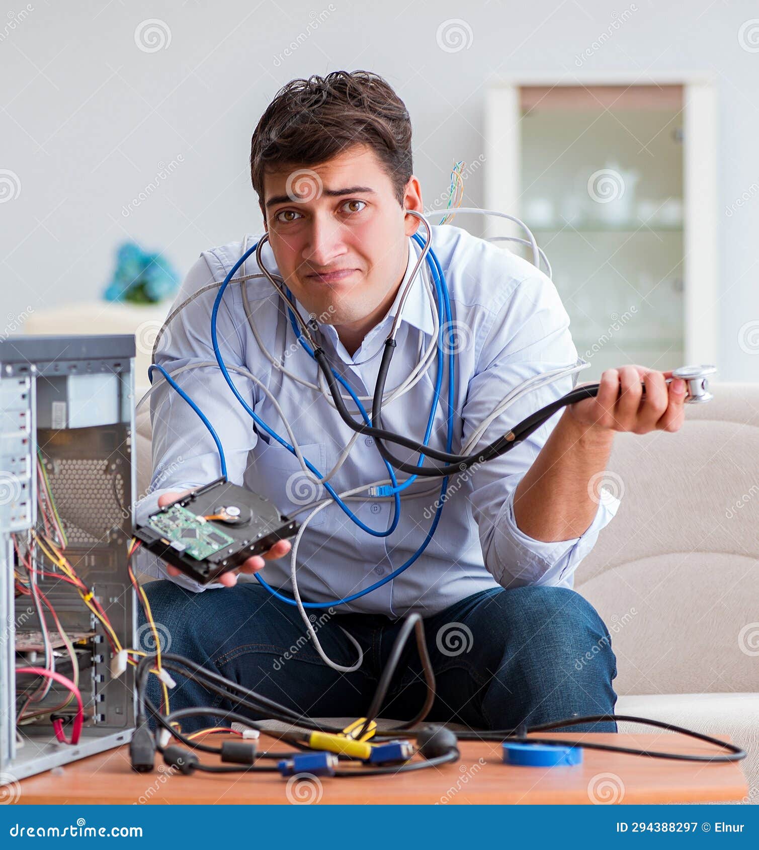 Frustrated Man with Broken Pc Computer Stock Image - Image of broken ...