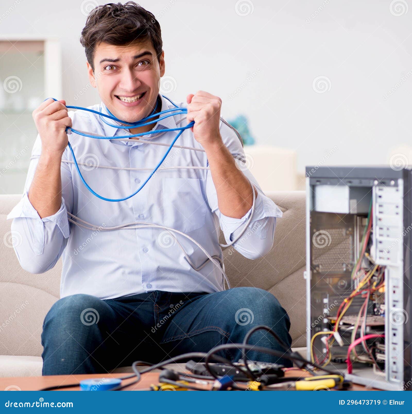 Frustrated Man with Broken Pc Computer Stock Image - Image of concept ...