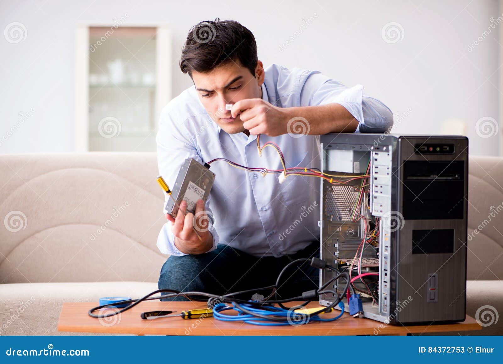 The Frustrated Man with Broken Pc Computer Stock Image - Image of ...