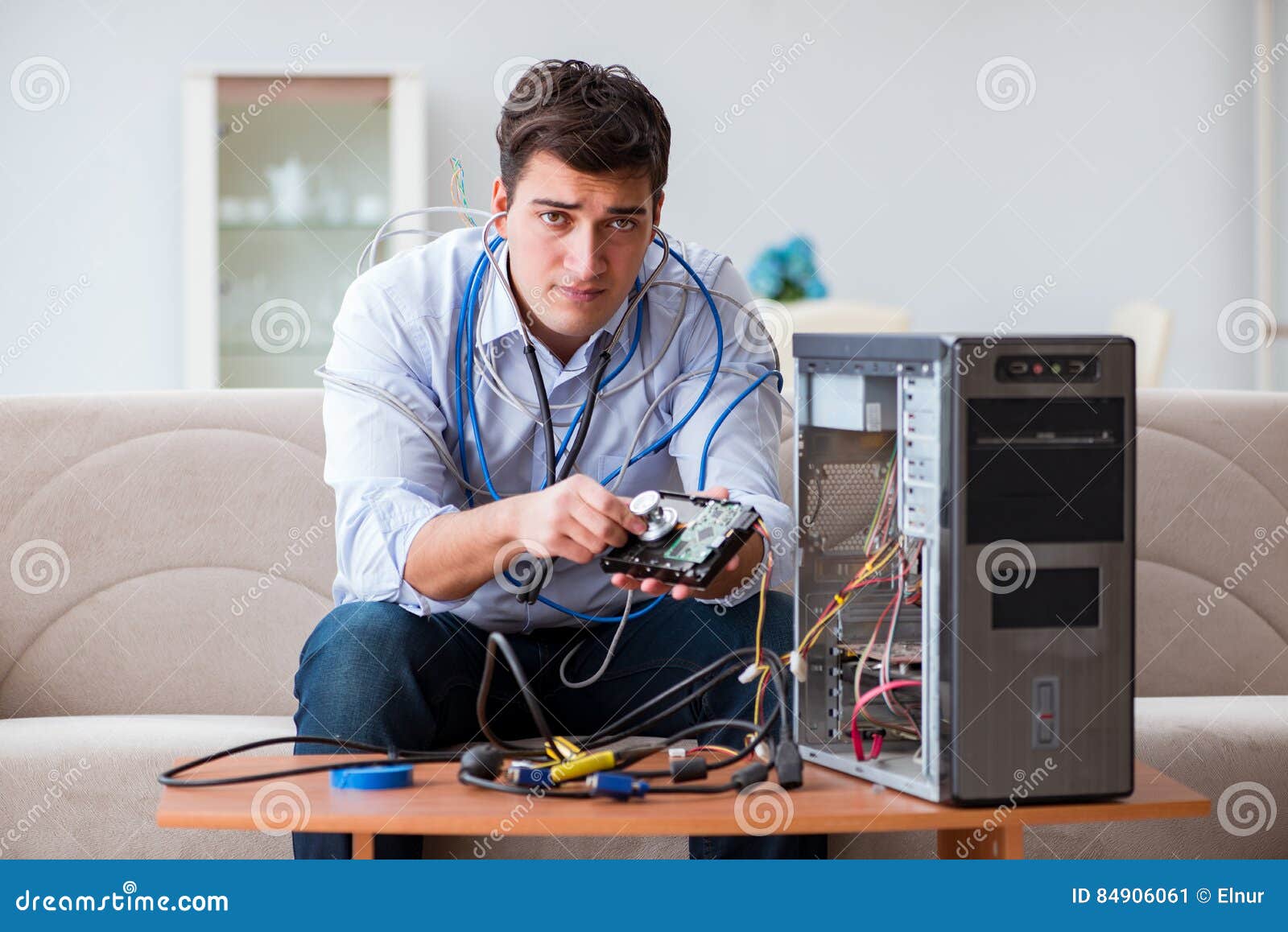 The Frustrated Man with Broken Pc Computer Stock Image - Image of crash ...