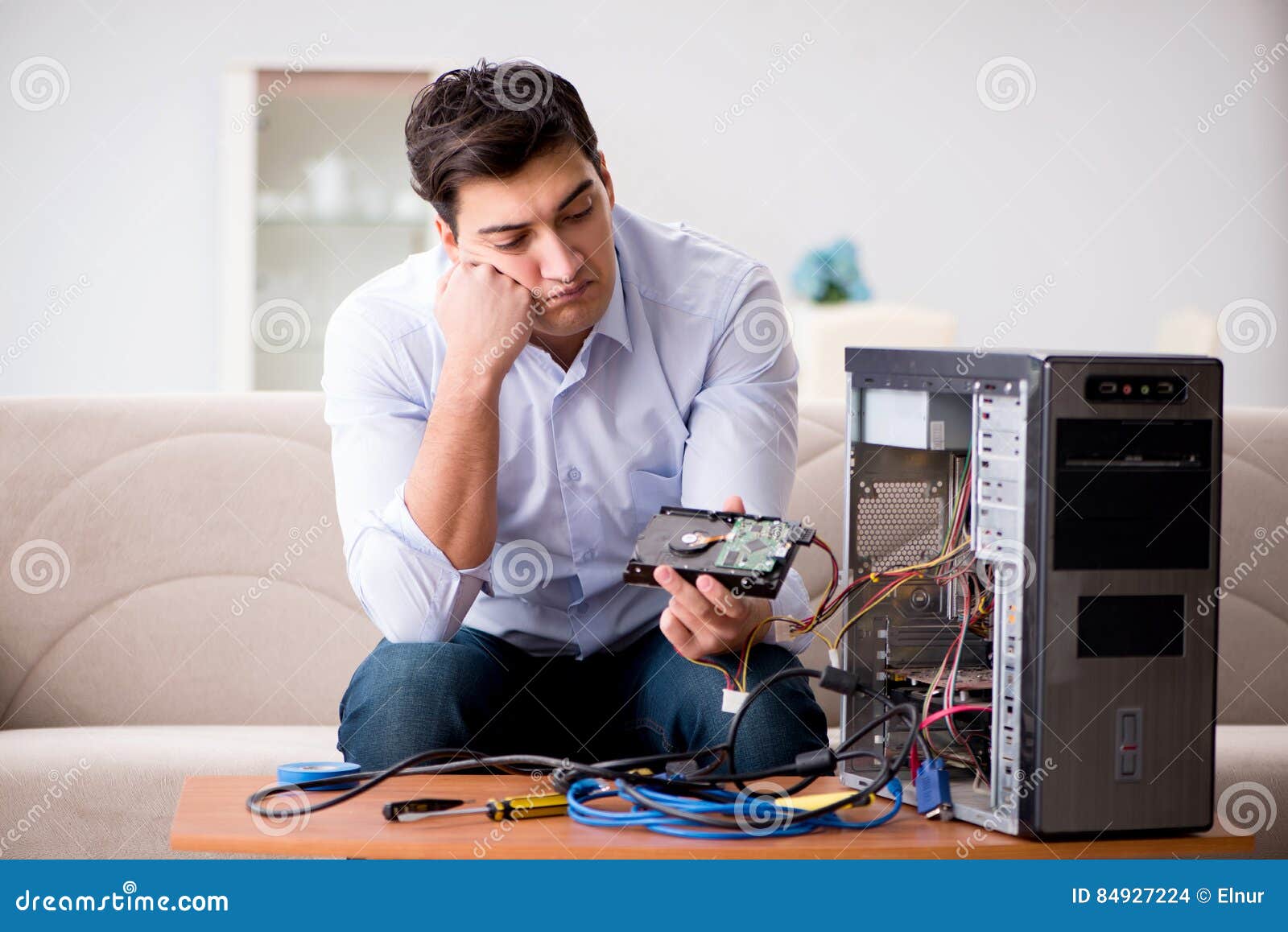 The Frustrated Man with Broken Pc Computer Stock Photo - Image of crash ...