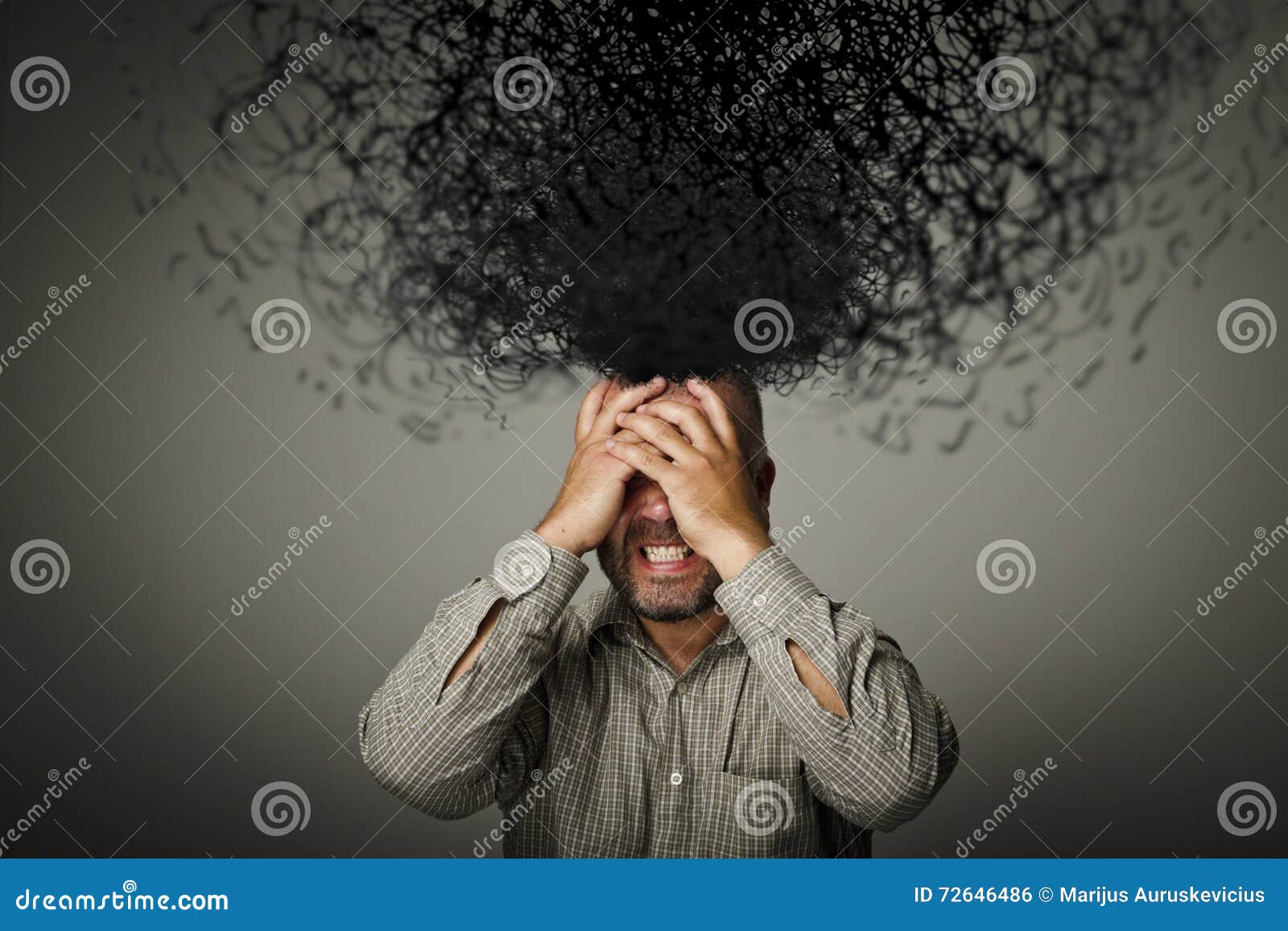 Frustrated. Man and chaos. stock photo. Image of head - 72646486