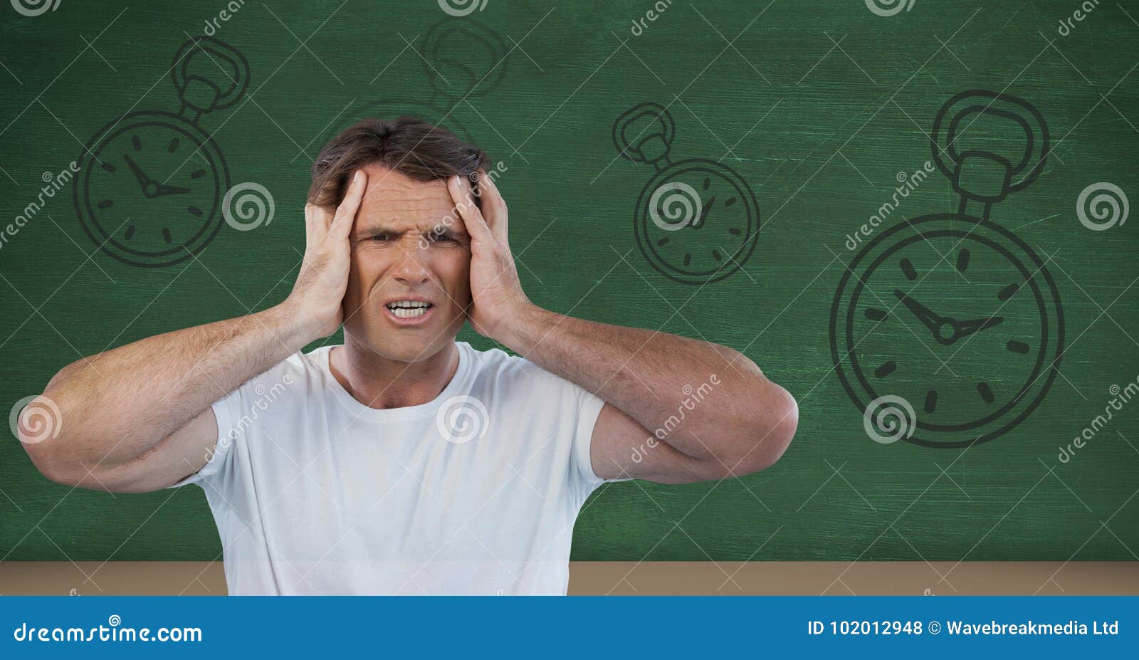 Frustrated Man With Clocks Stock Photo | CartoonDealer.com #102012948