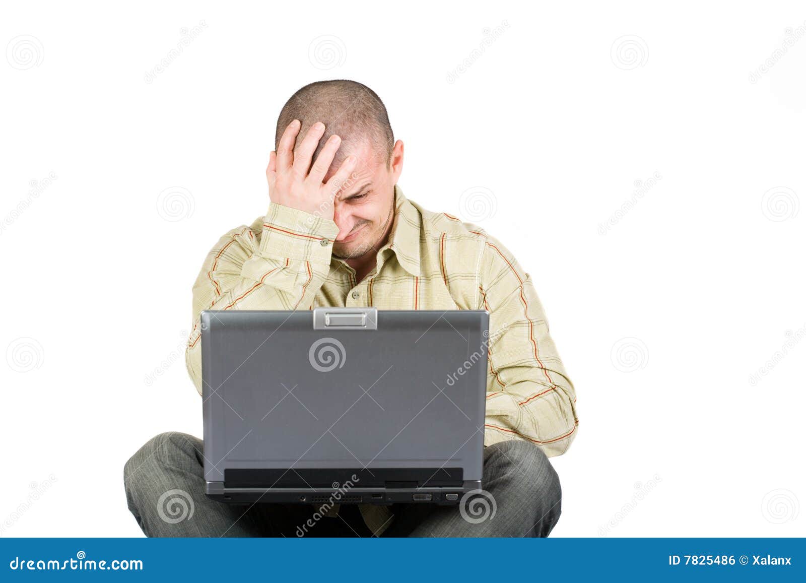 Frustrated Man and Laptop stock photo. Image of background - 7825486