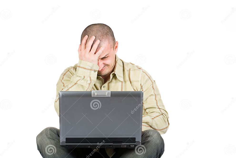 Frustrated Man and Laptop stock photo. Image of background - 7825486