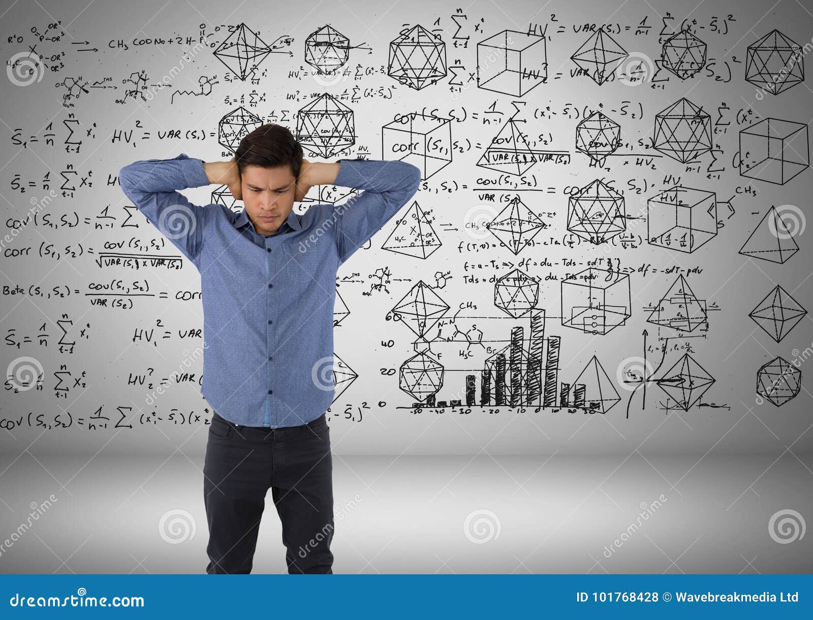 Frustrated Man with Math Background Stock Photo - Image of creative ...