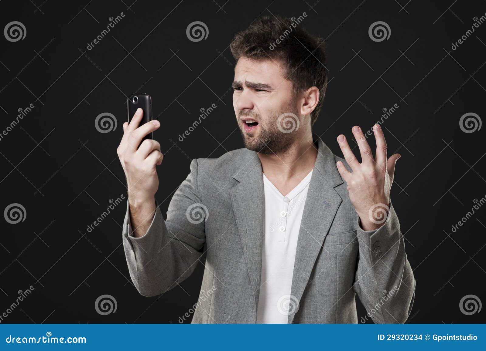 Frustrated Man with Mobile Phone Stock Photo - Image of anger, mobile ...