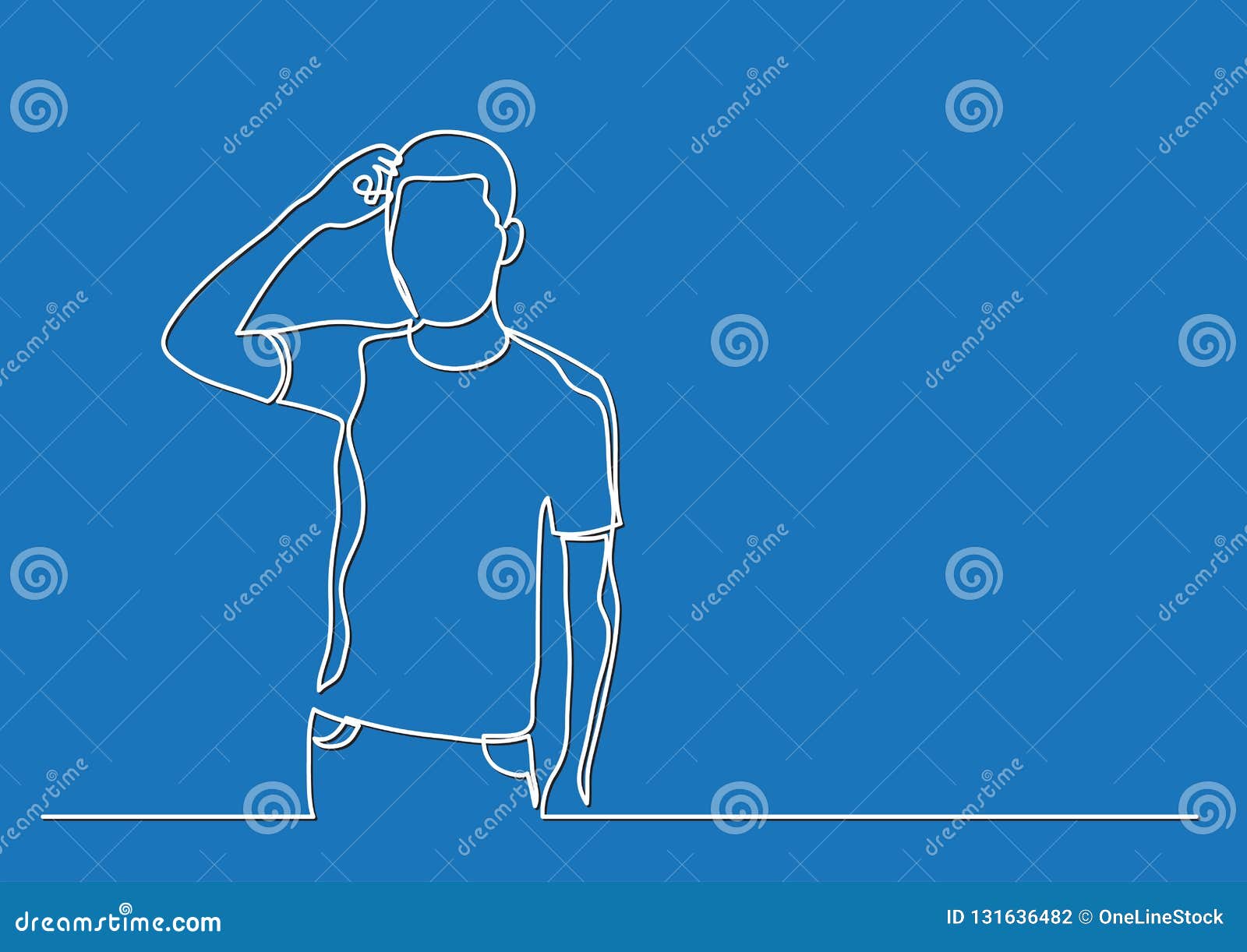 Frustrated Man - Single Line Drawing Stock Vector - Illustration of ...