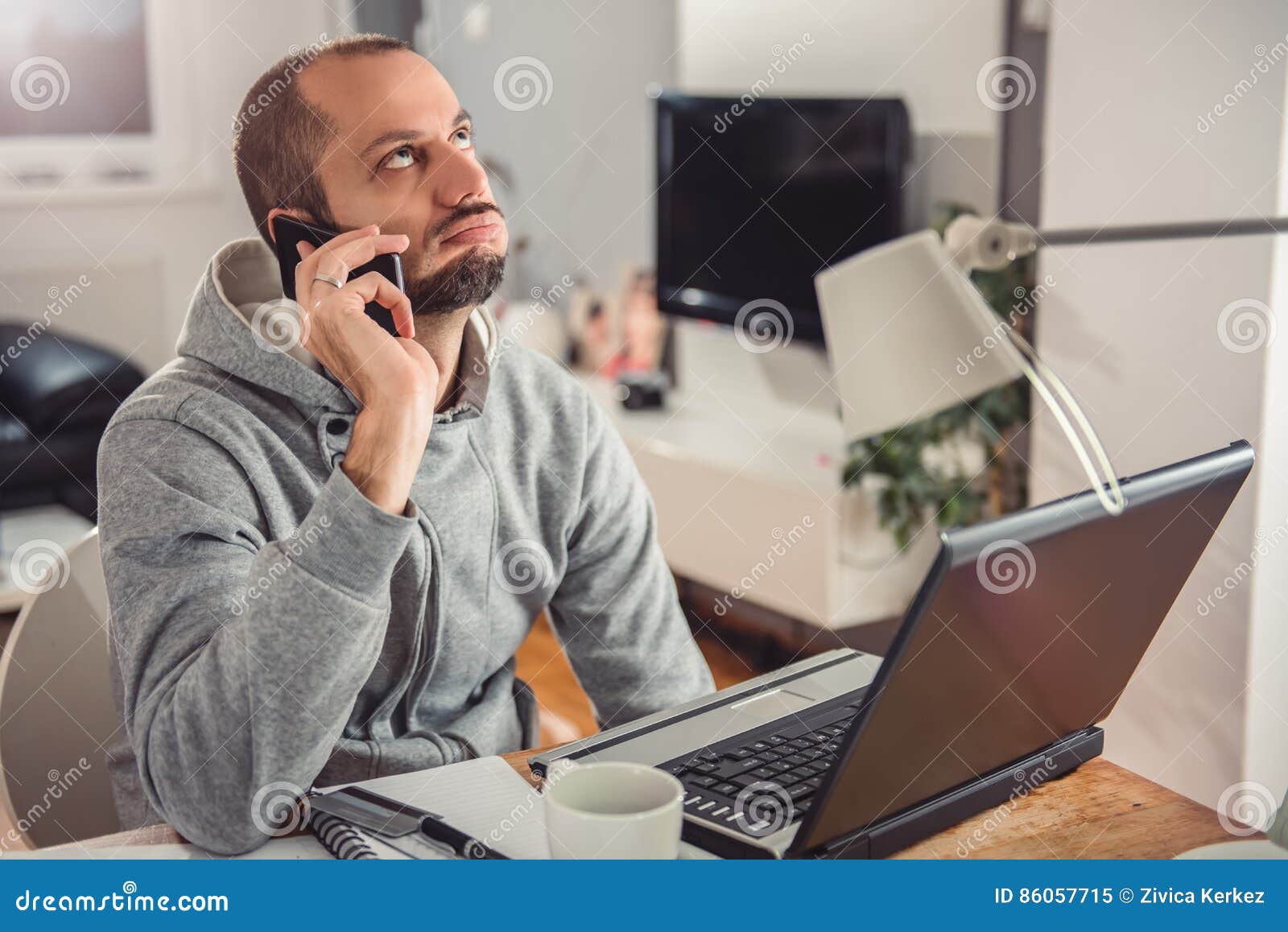 Frustrated Man Talking on Smart Phone Stock Image - Image of distraught ...